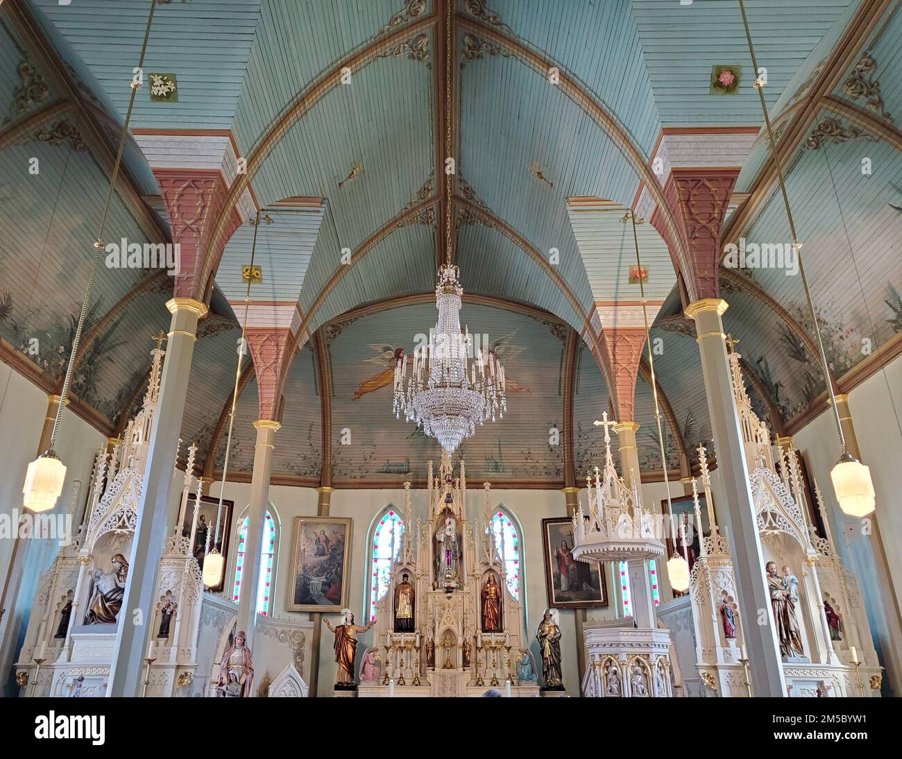 The altar and part of the painted ceiling in St. Mary's Church of the ...