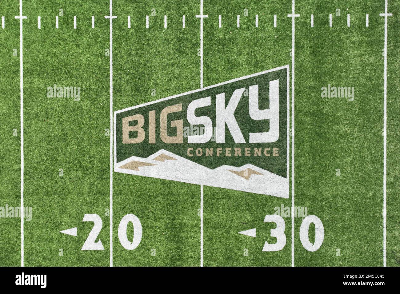 A general overall aerial view of the Big Sky Conference logos at Fred ...