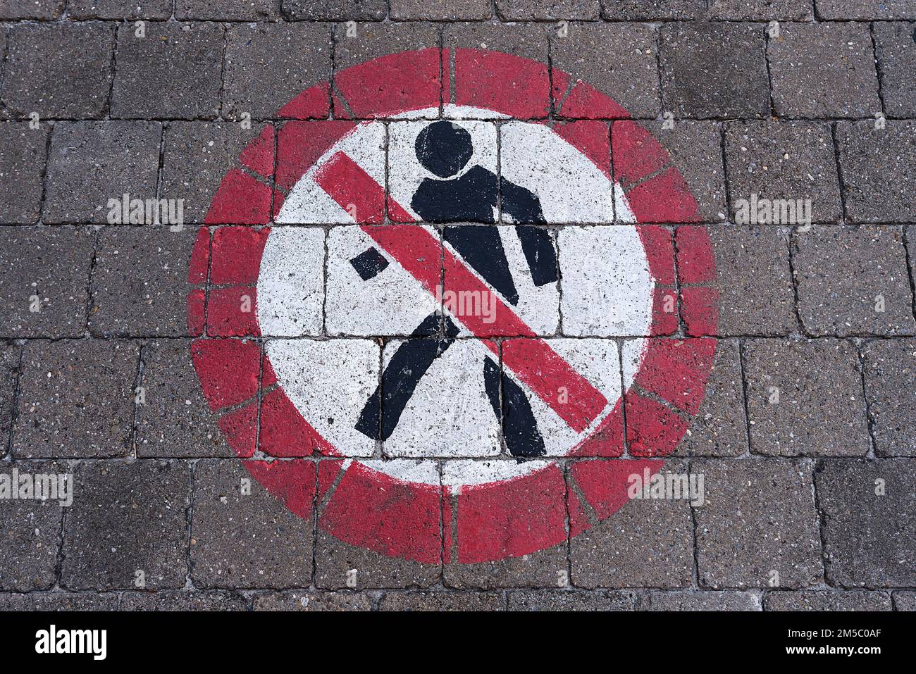 Traffic sign on a road, no passage for pedestrians, Bavaria, Germany ...