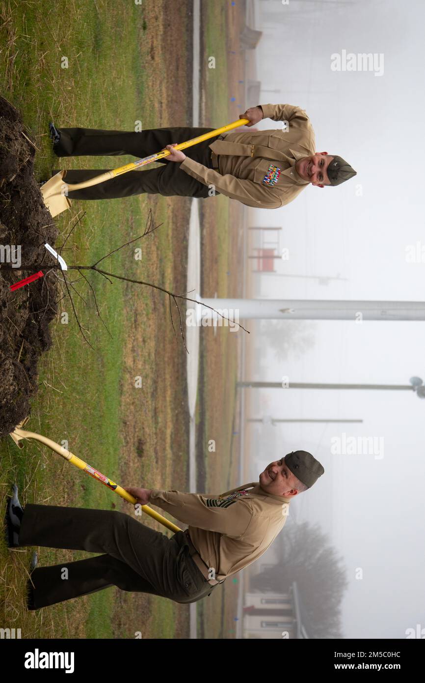 U.S. Marine Corps Col. Eric J. Adams, left, Commanding Officer, and Sgt ...