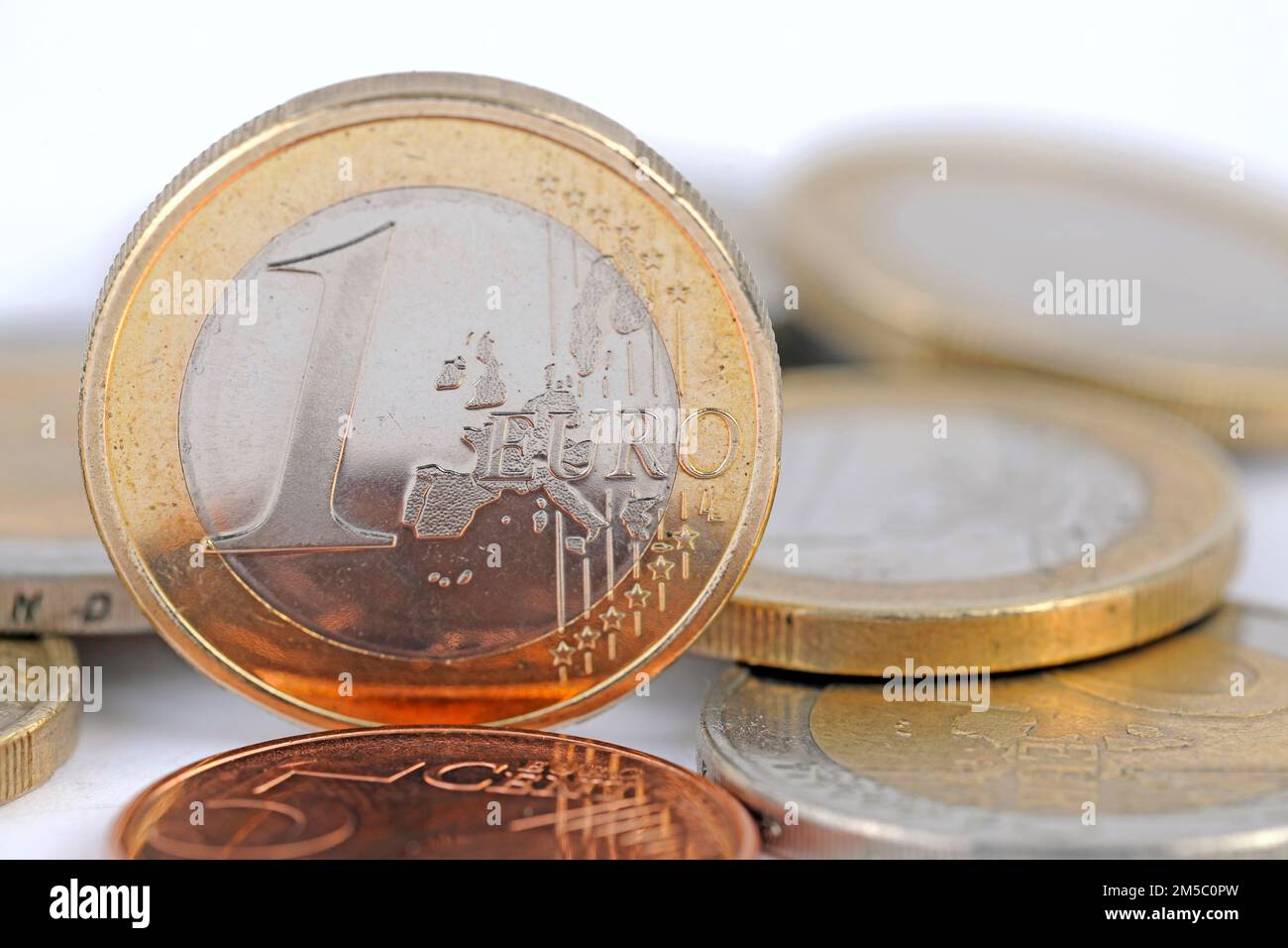 One euro coin, coinage Stock Photo - Alamy