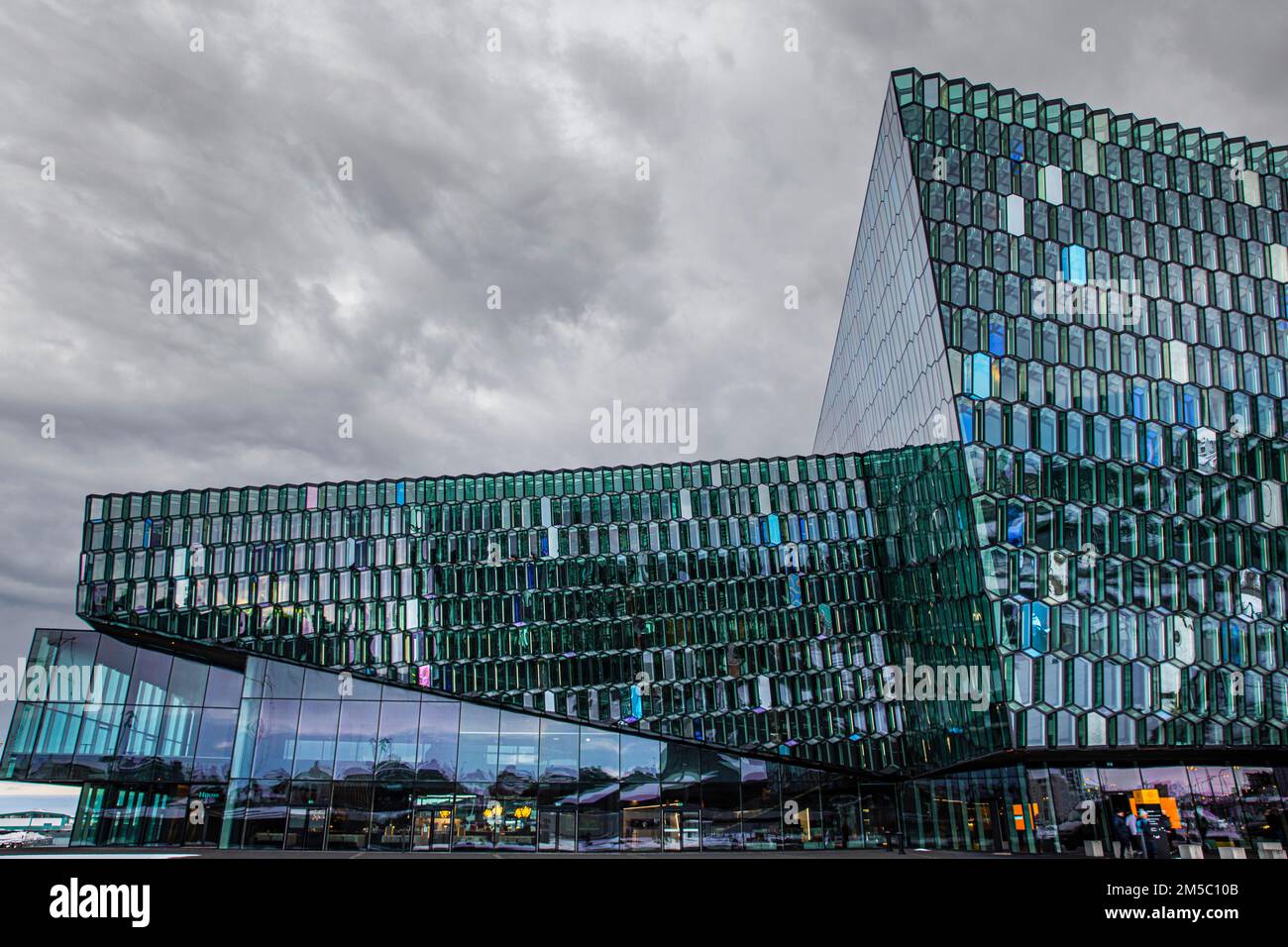 Glass facade of the Harpa Concert Hall and Congress Centre, Reykjavik ...