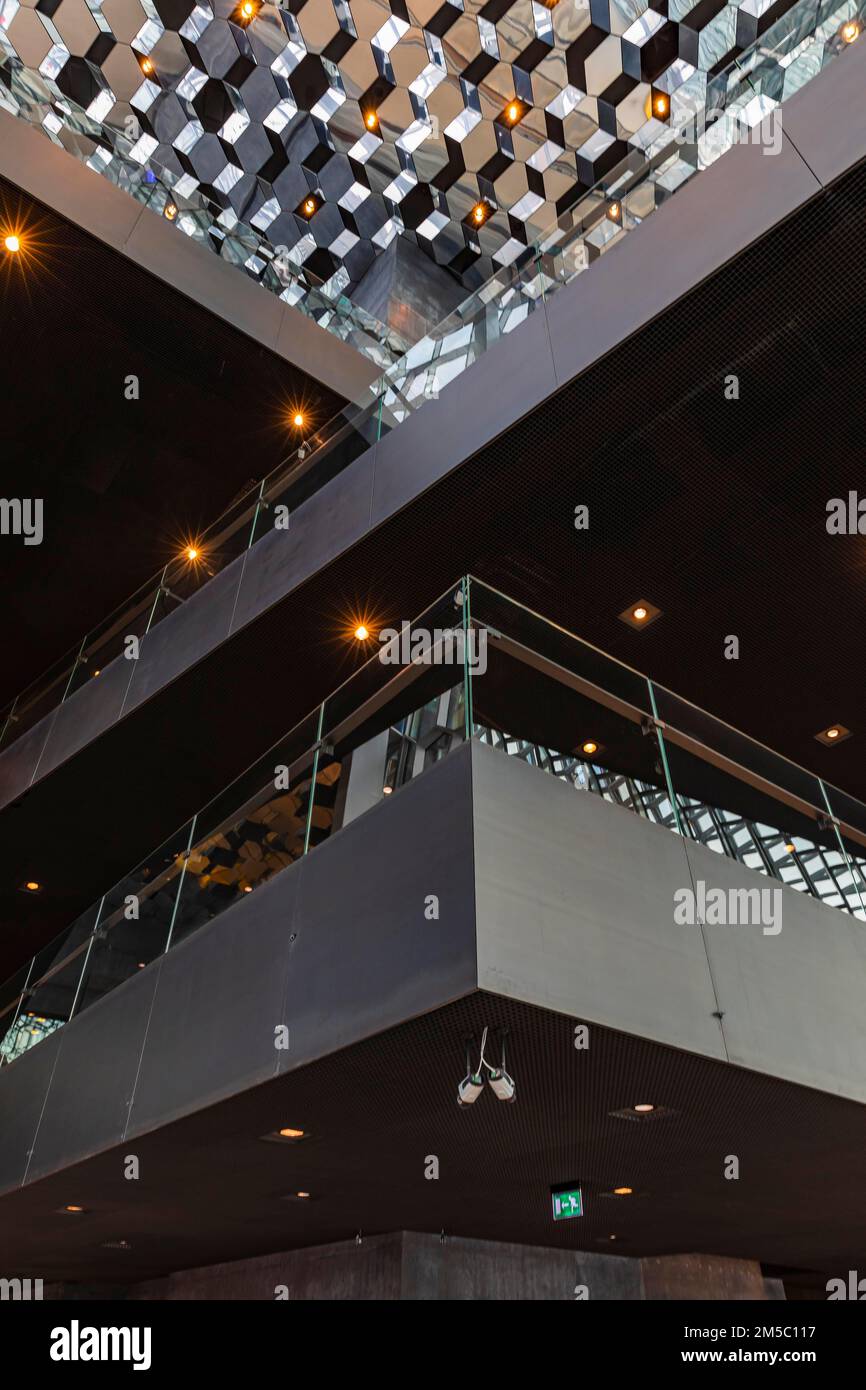 Harpa Concert Hall and Congress Centre, interior view, artistic modern ...
