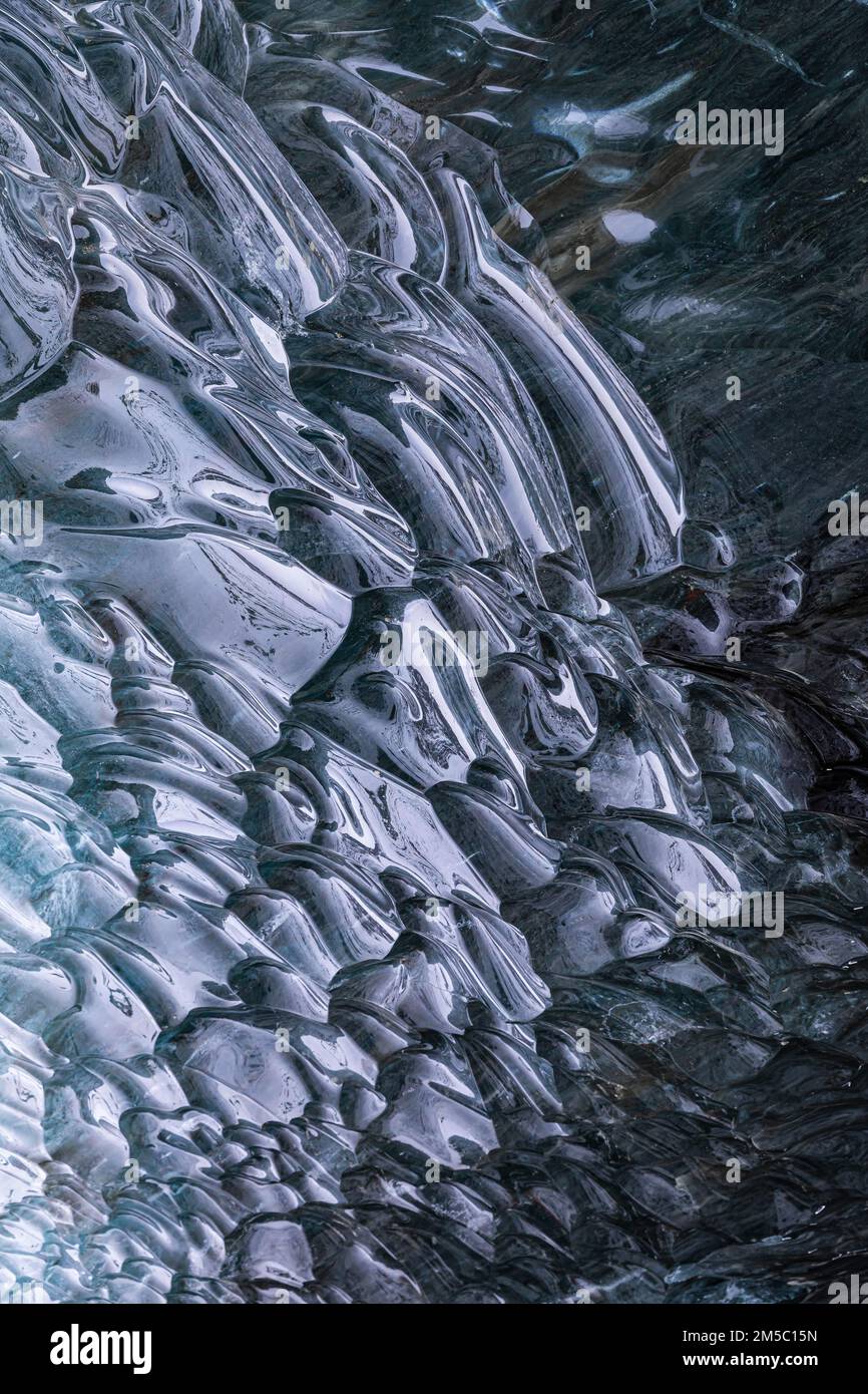 Aquamarine ice combs in Proeng Ice Cave, Sudurland, Iceland Stock Photo ...