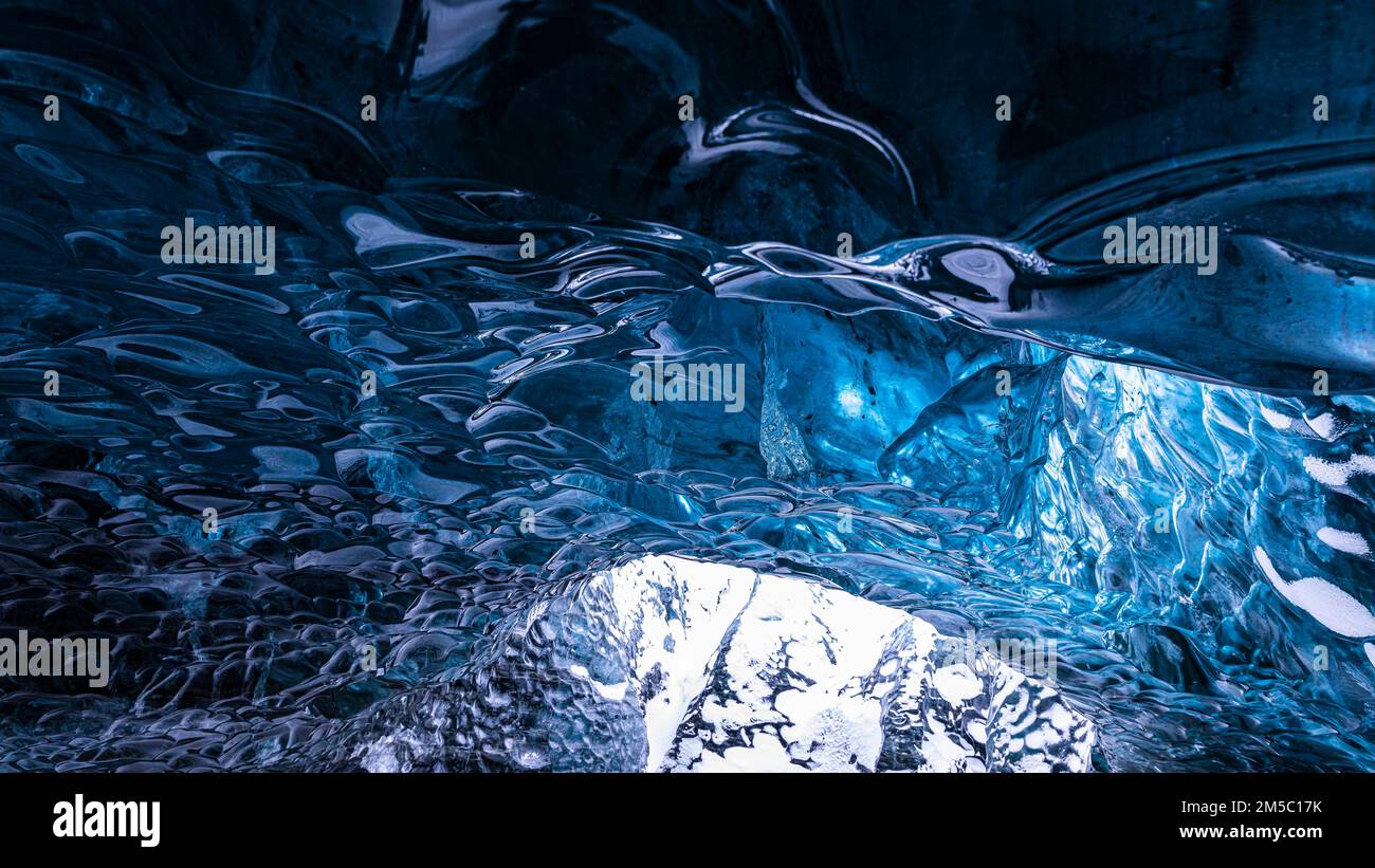 Aquamarine ice combs in Proeng Ice Cave, Sudurland, Iceland Stock Photo ...