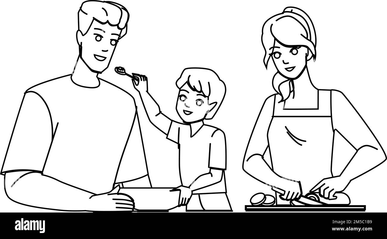 family eating vector Stock Vector Image & Art - Alamy