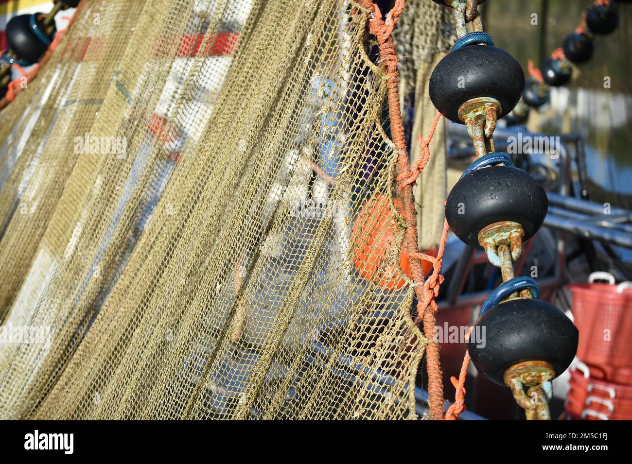 Crab cutter net on a boat in Buesum, Germany Stock Photo - Alamy