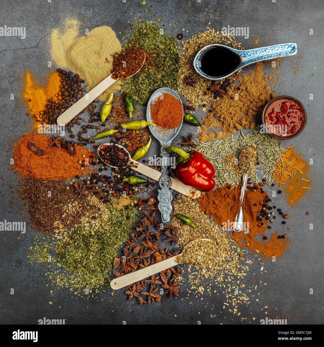 Spices, aniseed (Pimpinella anisum), black pepper (Piper nigrum ...