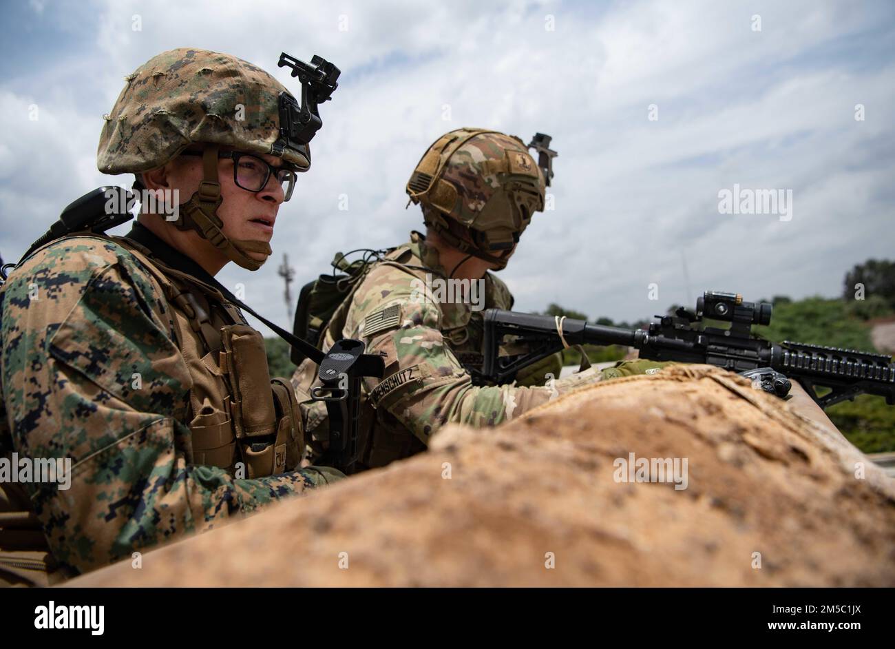 Service members from the Marine Security Augmentation Unit (MSAU) based ...