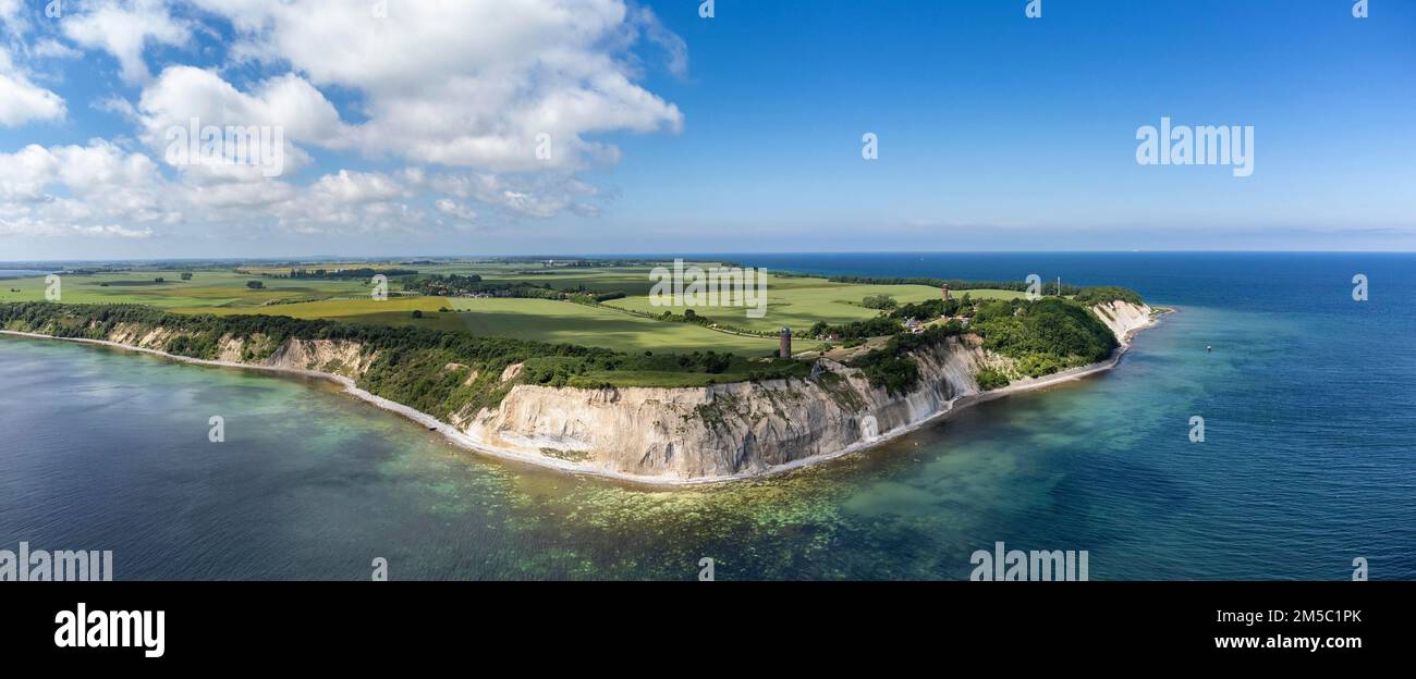 Aerial view of Cape Arkona with chalk cliffs, direction finder and ...