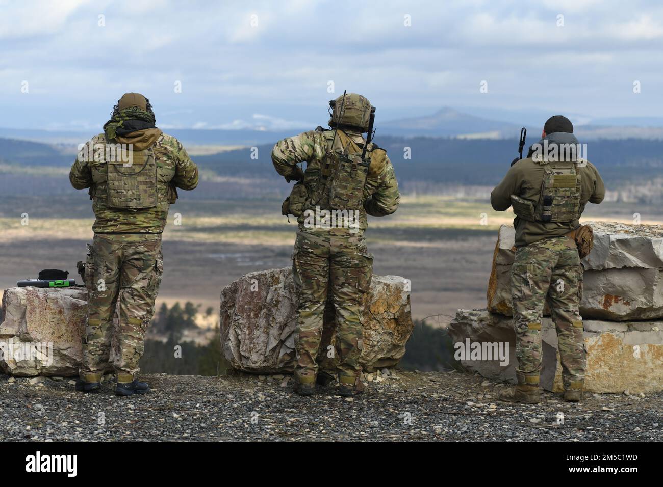 U.S. Airmen, assigned to 2nd Air Support Operations Squadron, observe ...