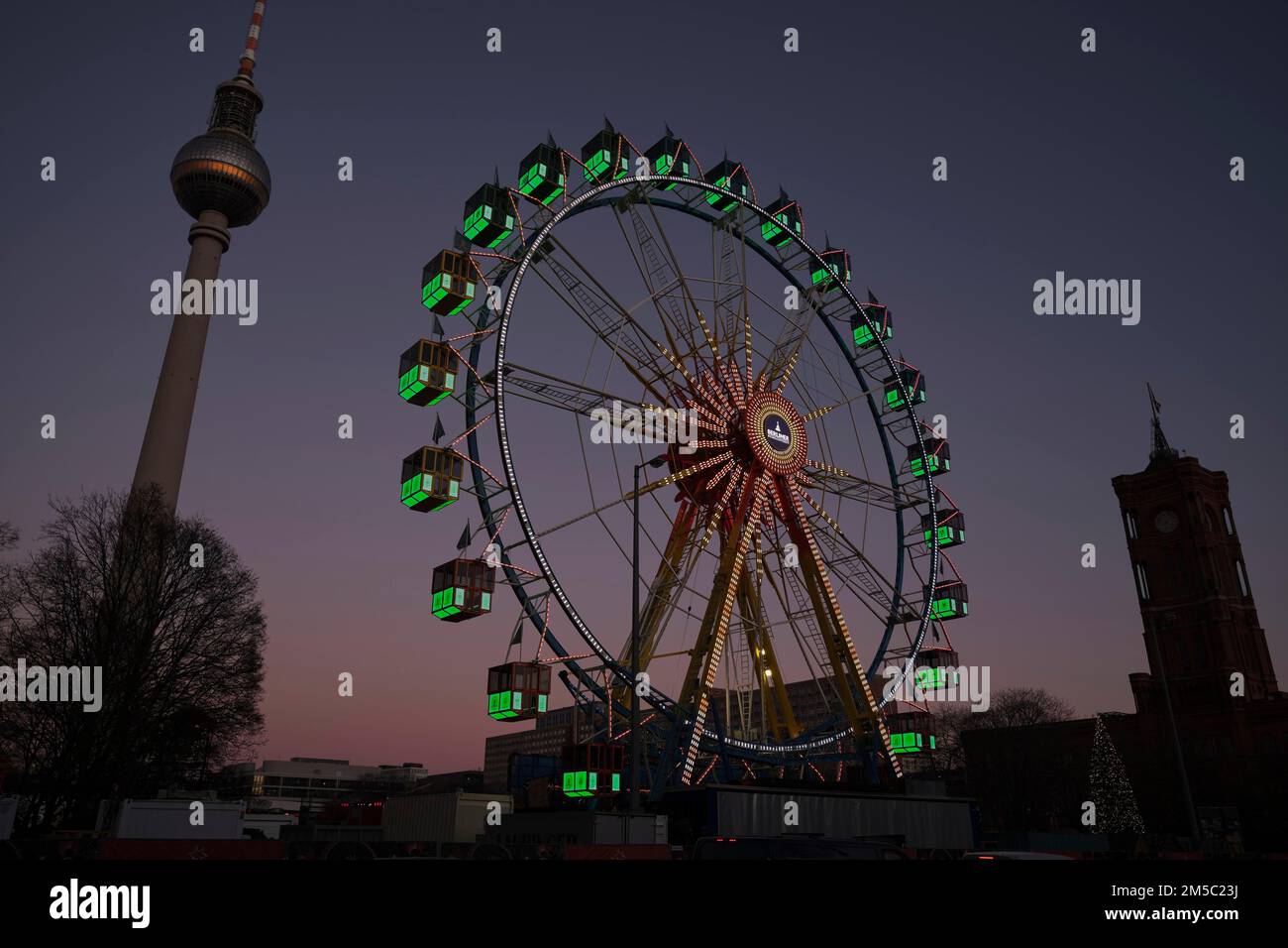 Germany, Berlin, 16. 12. 2021, Ferris wheel from the Christmas market ...