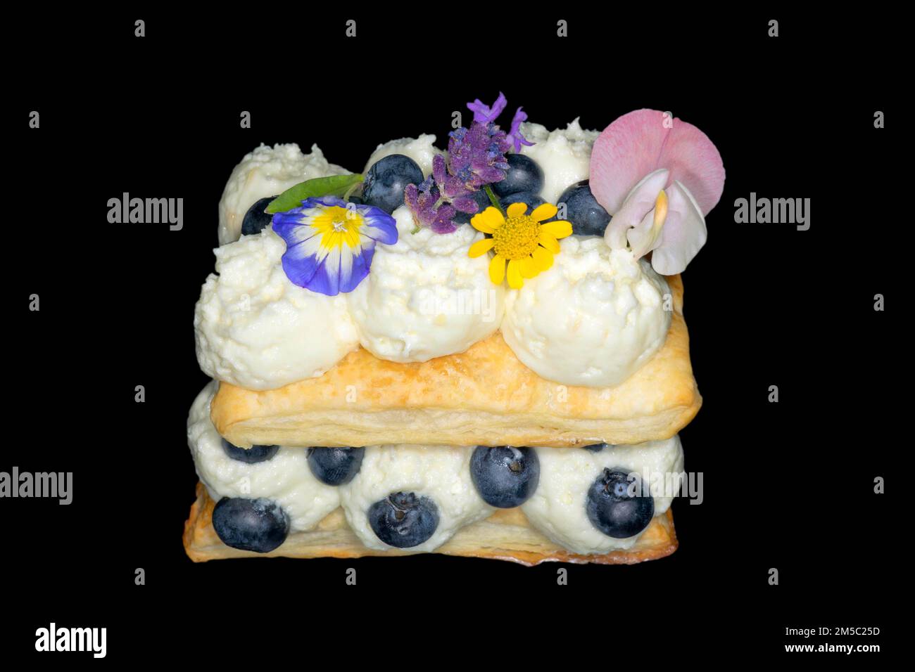 Puff pastry pillow, mille-feuille, filled with lemone mousse and ...