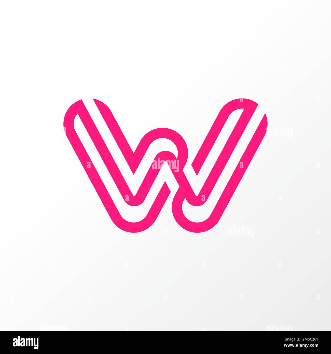 Simple letter or word W line font with unique line art image graphic ...