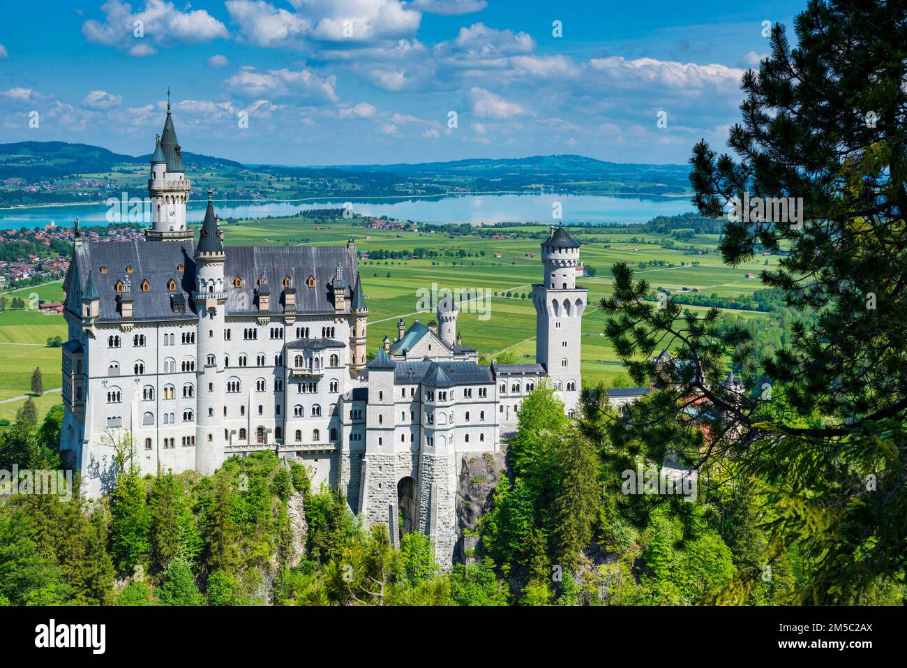 Neuschwanstein Castle near Hohenschwangau, Romantic Road, Ostallgaeu ...