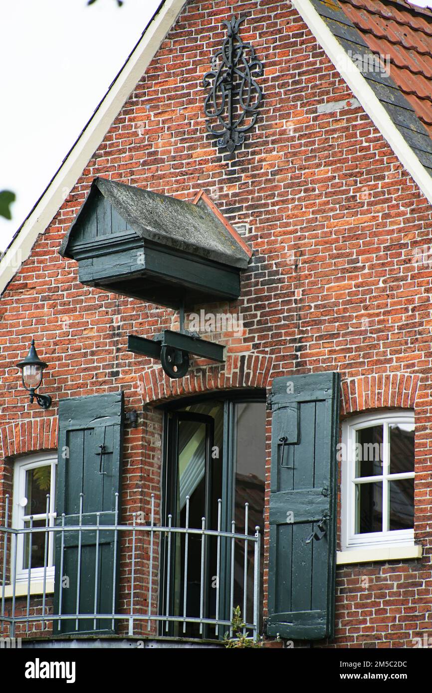 Old lift, slipway of the former Harmonie shipyard, Leer, East Frisia ...