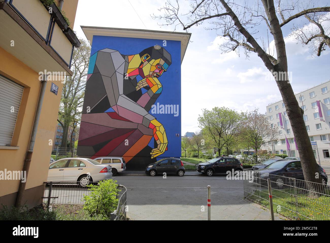 Mural The modern thinker by Dmitri Aske, graffiti, street art, figure ...