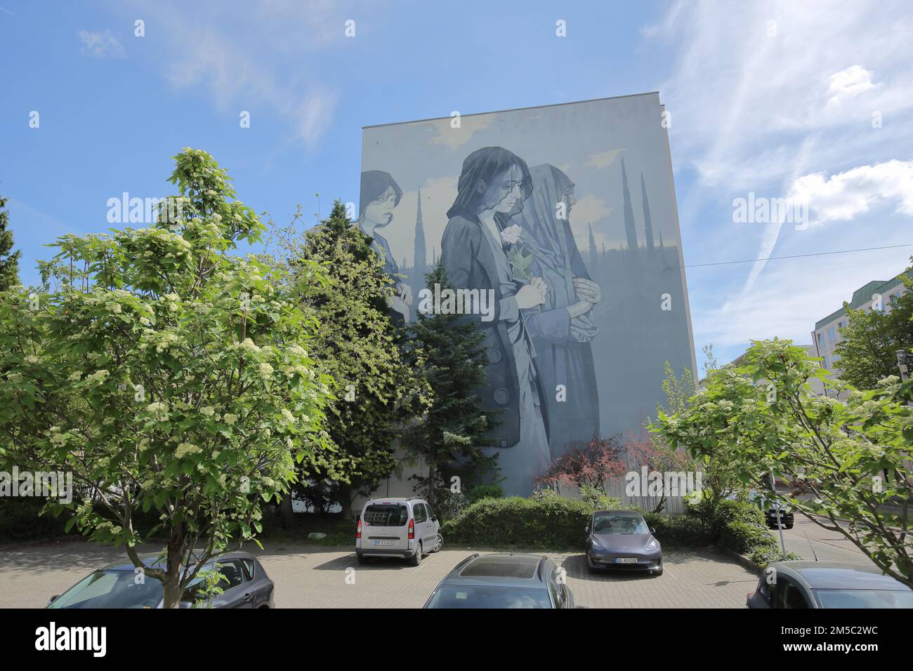 Mural Europe by Bezt Etam 2016, graffiti, street art, woman, mourning ...