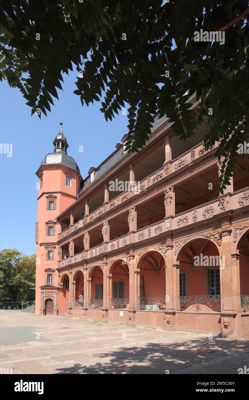 Red Isenburg Castle, Renaissance, red, corner tower, arcade, Main ...