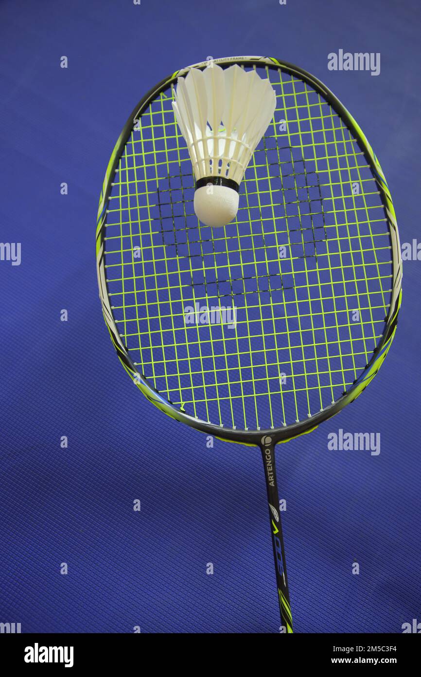 Badminton racket with shuttlecock, sport, badminton, sports equipment ...