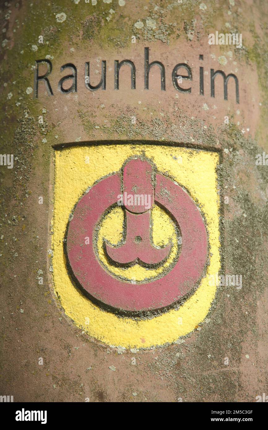 Floersheimer Fahr with town coat of arms and inscription Raunheim ...