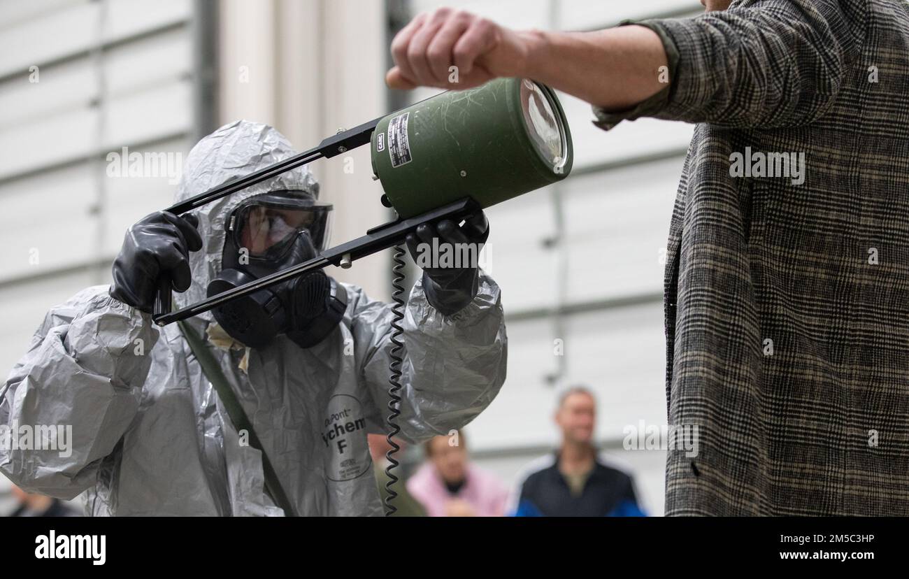 U.S. Army Spc. Jacob Walker, a chemical, biological, radiological, and ...