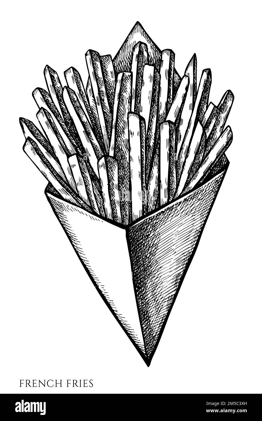 Carnival food vintage vector illustrations collection. Black and white ...