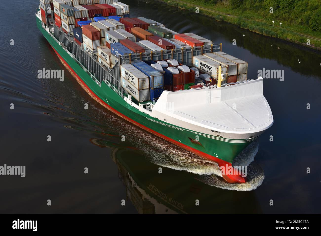 Container ship Heinrich Ehler in the Kiel Canal, Schleswig-Holstein ...