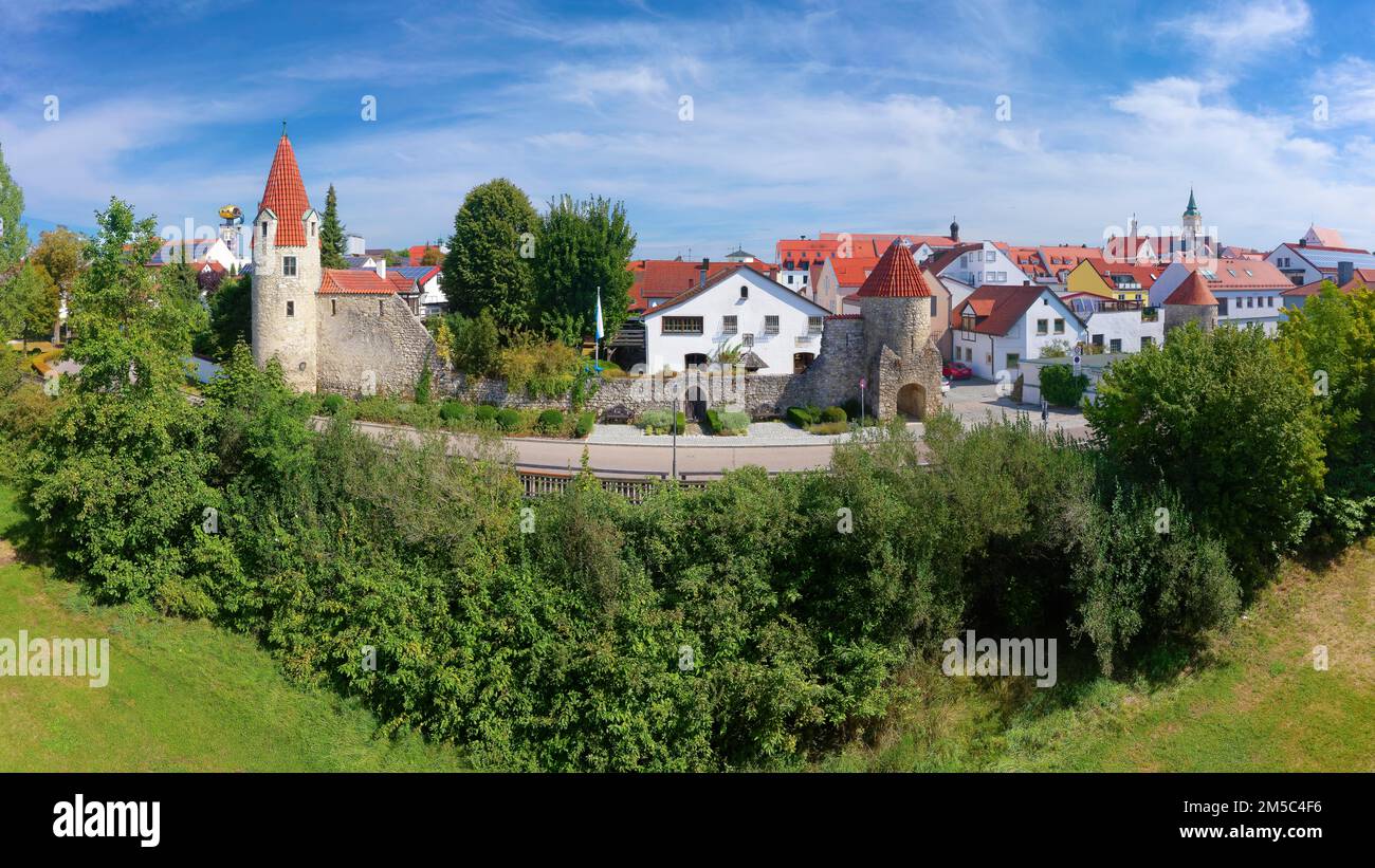 Aerial view, in front old town wall with Maderturm, south-western ...