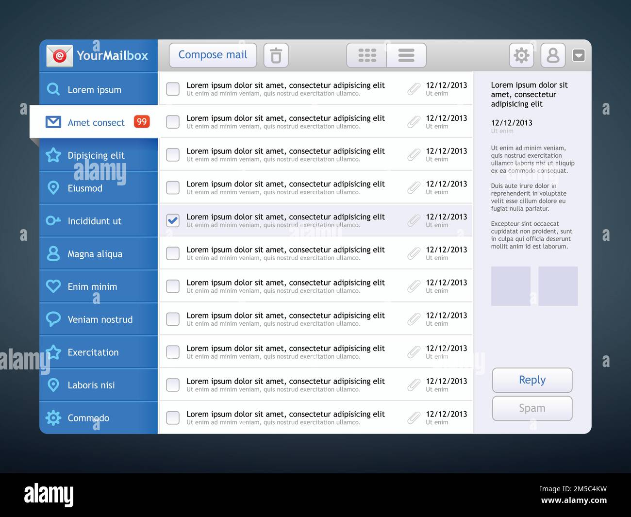 Realistic vector interface for mail application. Eps 10 Stock Vector ...