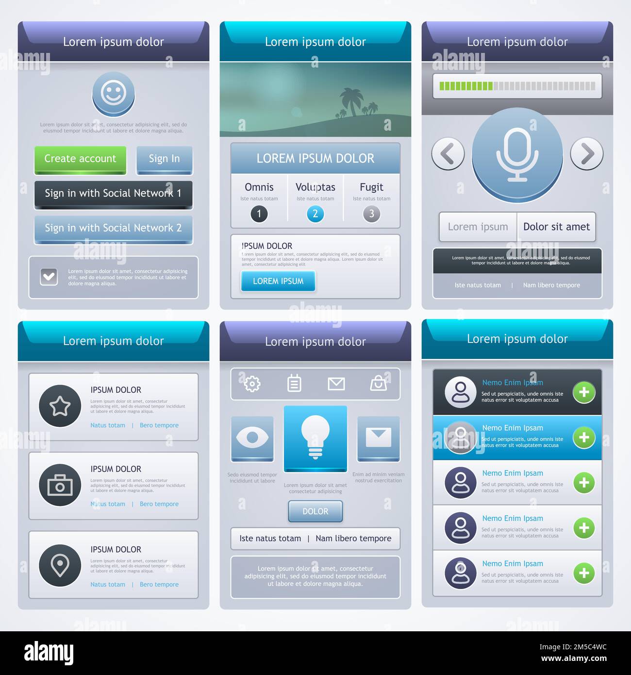 UI design. UI and UX kit for website and mobile app designs. Vector eps ...