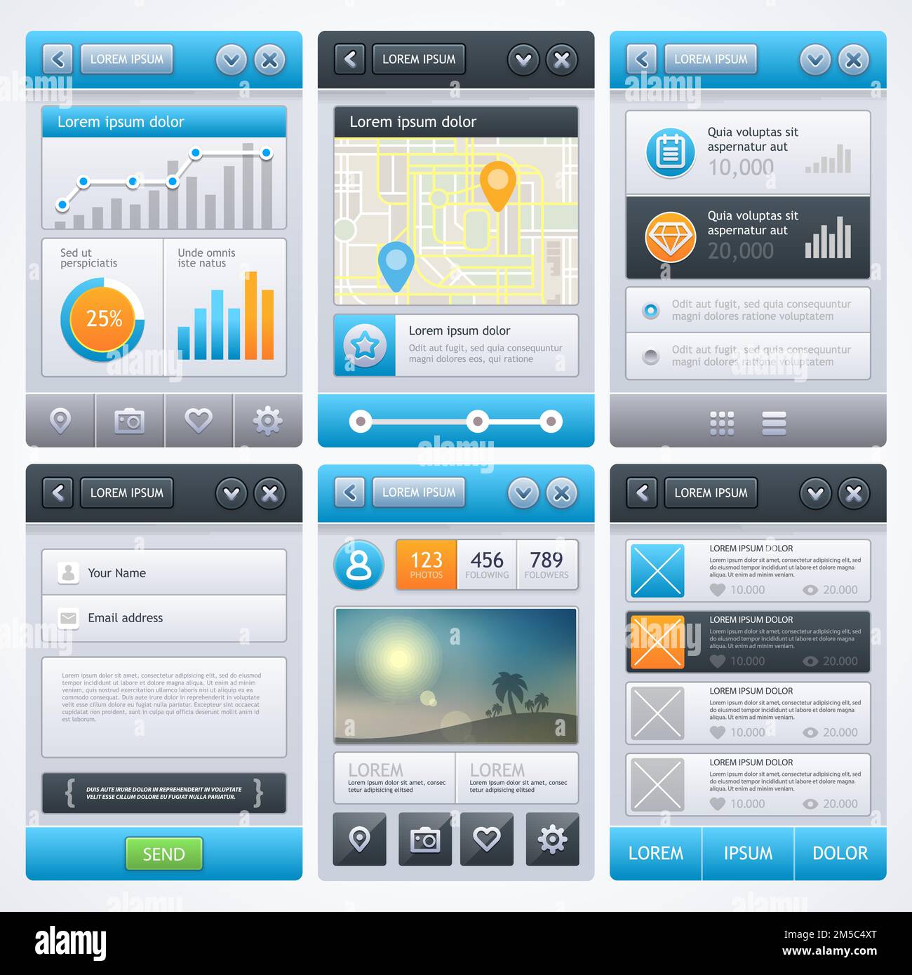 Flat Mobile Ui Design Vector Eps 10 Stock Vector Image And Art Alamy