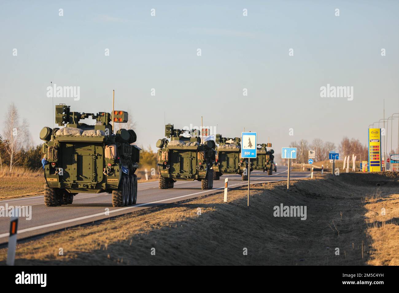 A convoy of U.S. Maneuver Short Range Air Defense prototypes from 5th ...