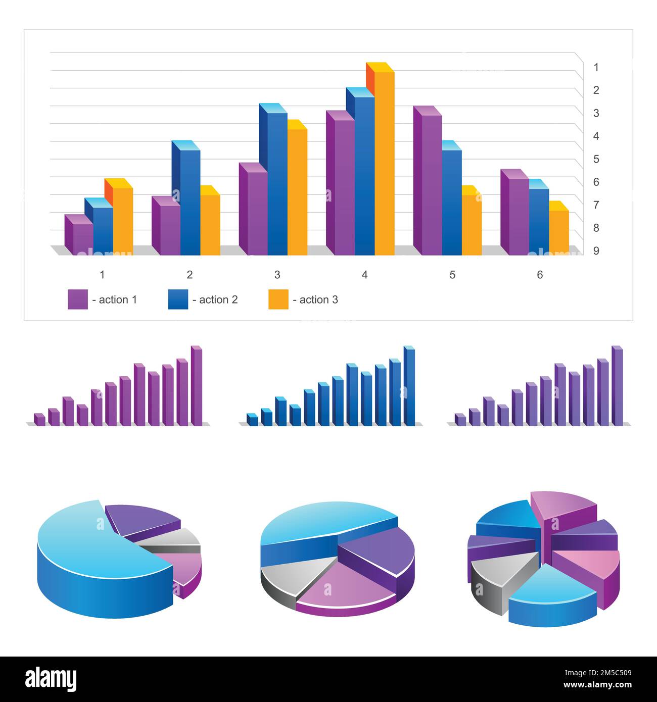 Diagrams Of Set Of Glossy Vector Icons For Your Business Presentations And Reports Stock Vector