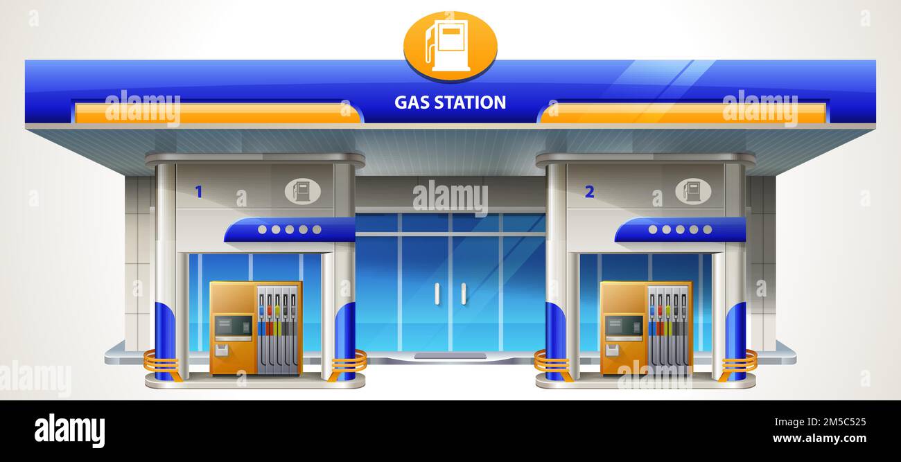 Gas station. Detailed vector illustration eps 10 Stock Vector Image ...