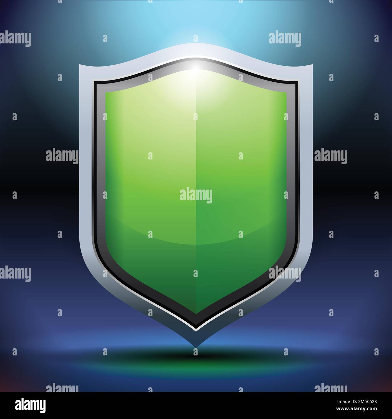 Modern green shield offering protection with illuminated background ...