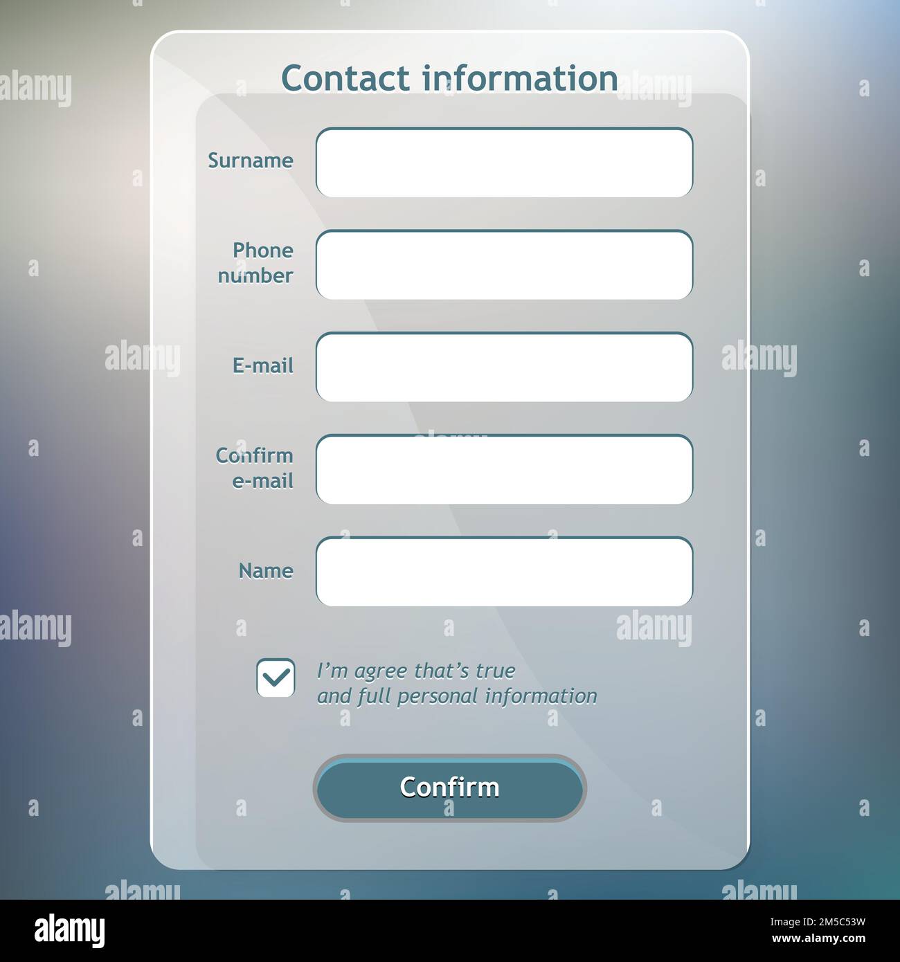 Contact information form. Vector illustration. Eps 10 Stock Vector ...