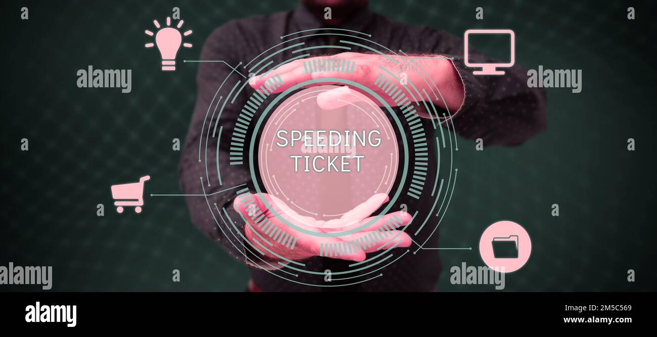 Text sign showing Speeding Ticket. Word Written on psychological test ...