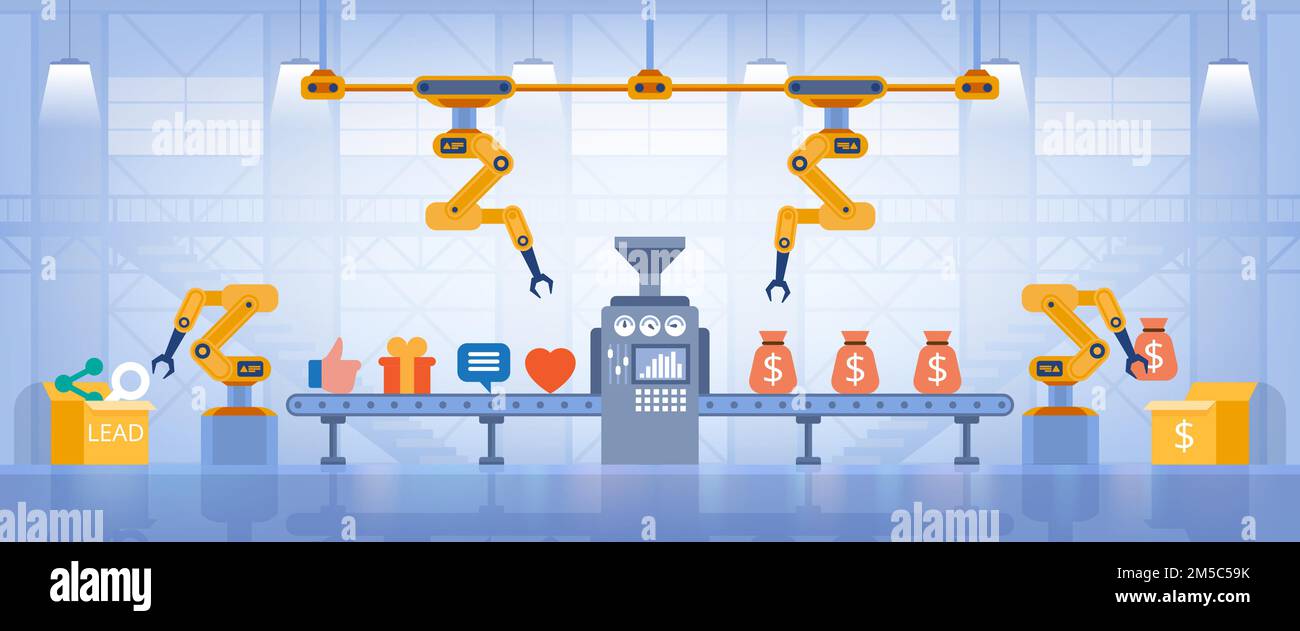 Lead generation concept. Marketing concept. Process of leads production ...