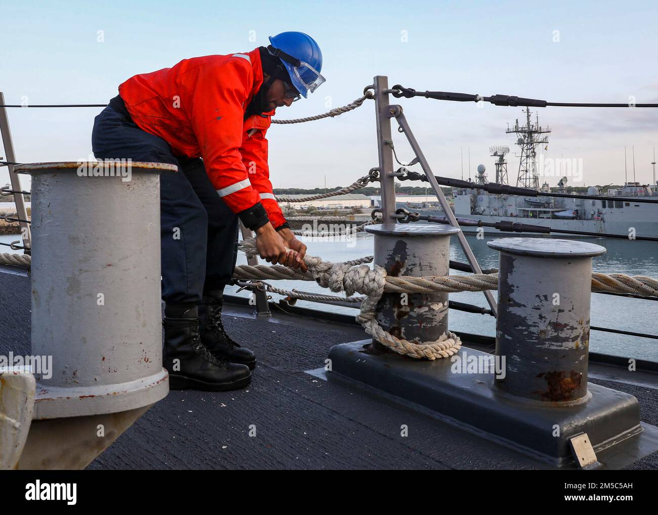 ROTA, Spain (Feb. 28, 2022) – Seaman Marc Turnerfabien secures a ...