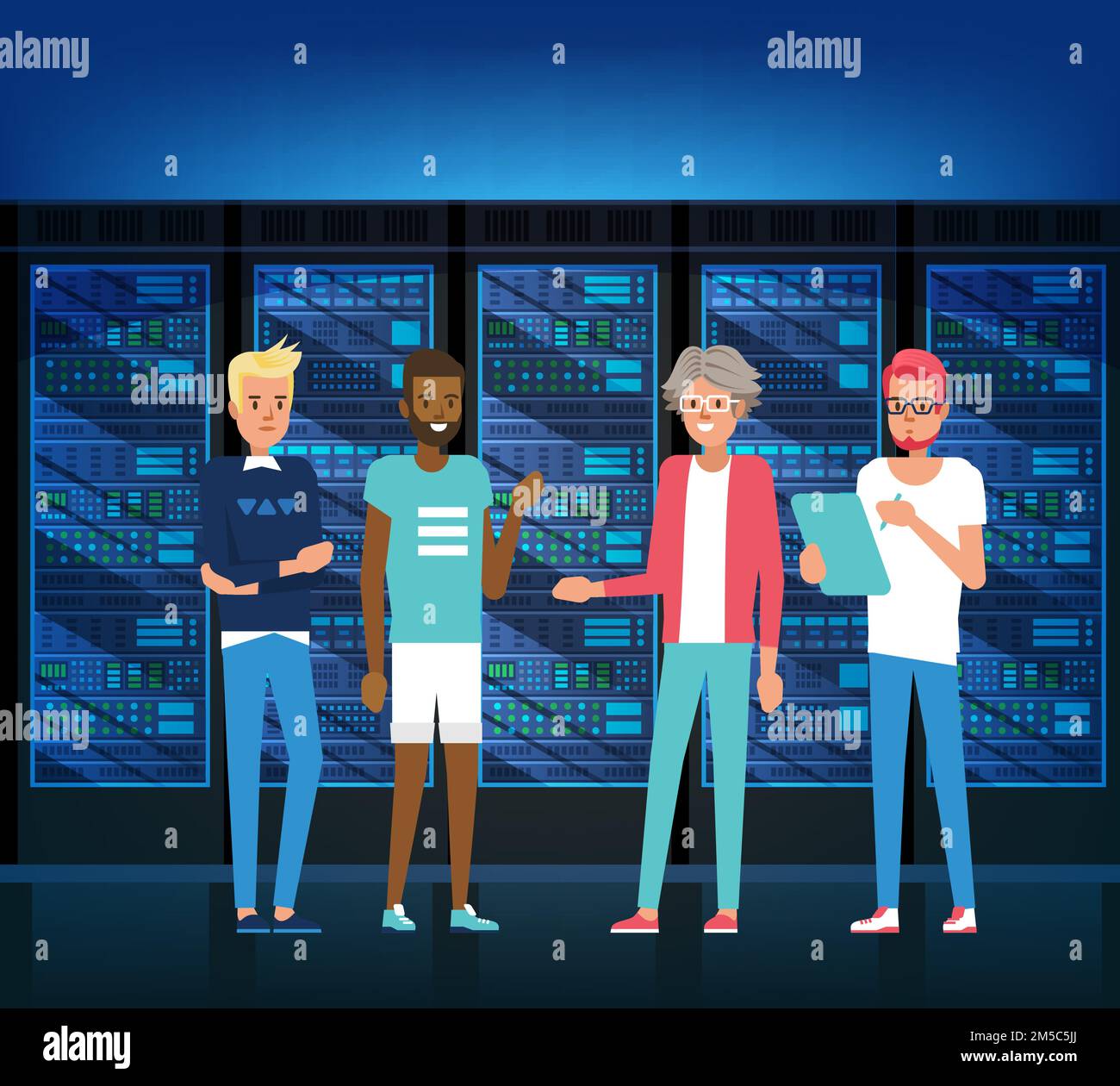 Data Center. Techniques, IT Specialist and Service Staff. Vector Stock ...