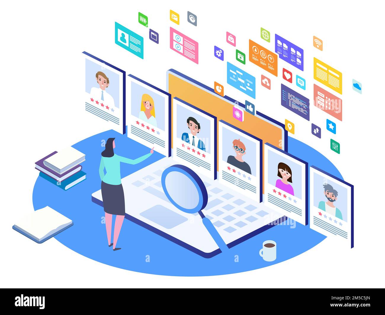 Job interview, recruitment agency. Isometric hiring and recruitment ...