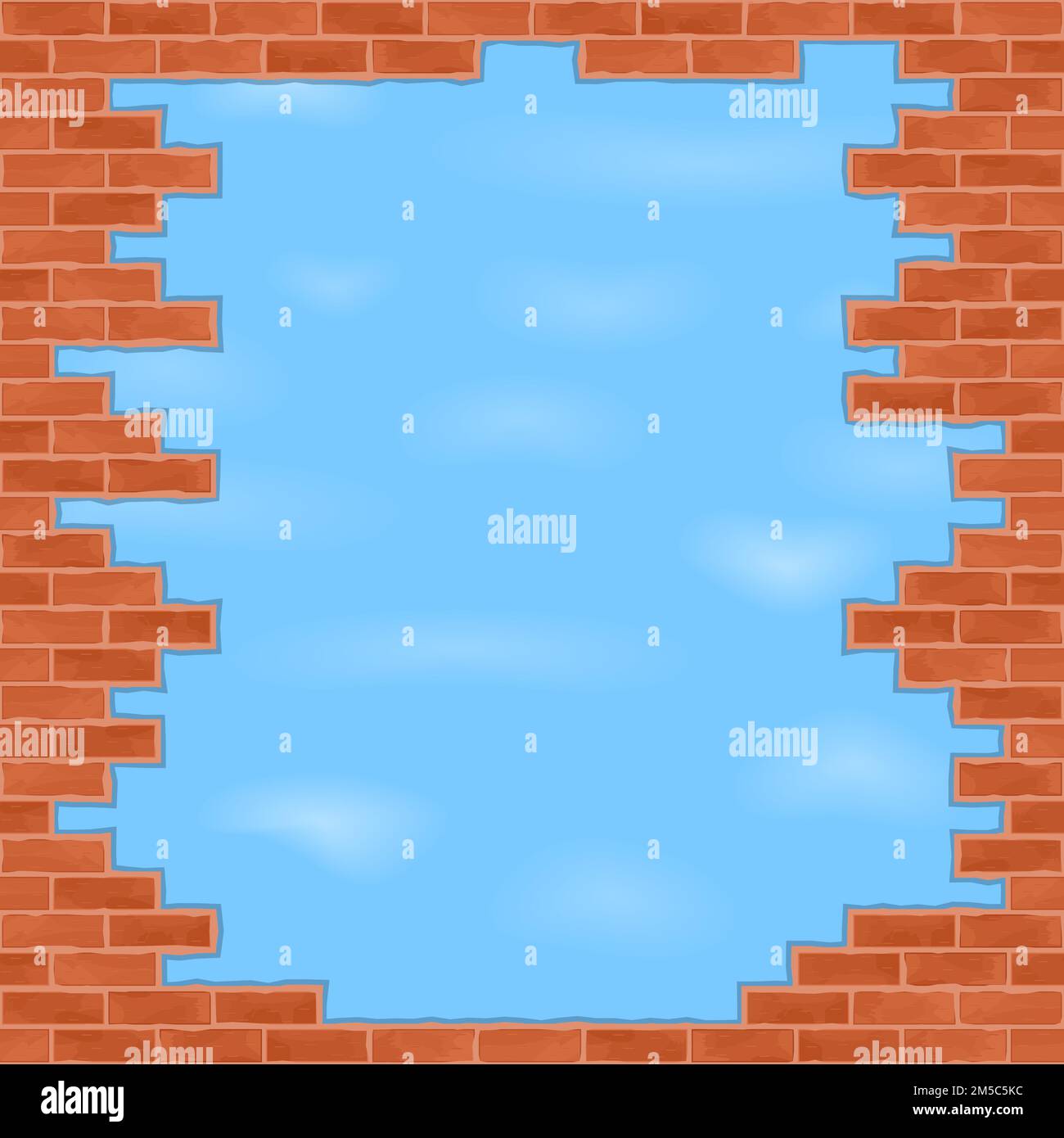 Broken brick wall with blue sky, vector eps10 illustration Stock Vector ...