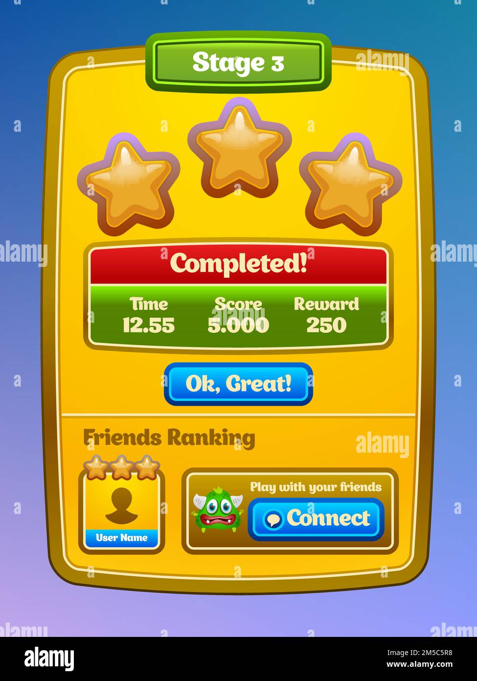 Game UI. Level Completed screen. Interface design. Vector eps 10 Stock ... Game UI. Level Completed screen. Interface design. Vector eps 10 Stock ...