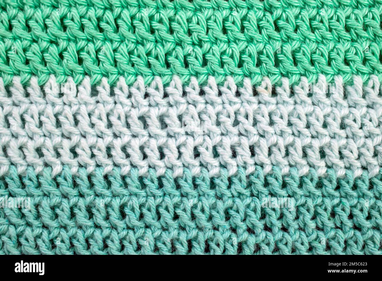 Green color shades, crochet rows, soft focus close up Stock Photo - Alamy