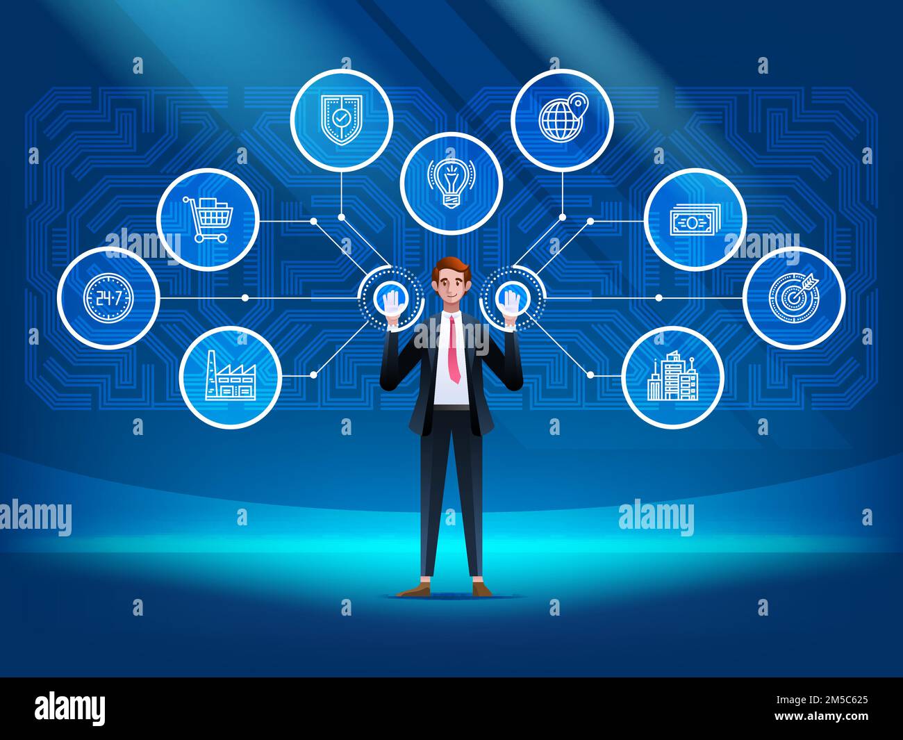Reality virtual man blue Stock Vector Images - Alamy