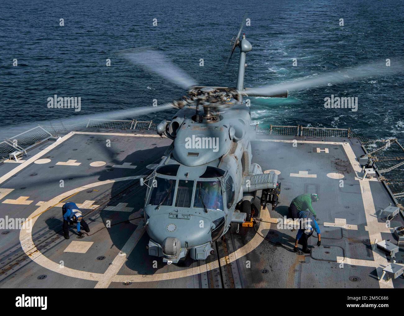 GULF OF OMAN (Feb. 28, 2022) Sailors assigned to the guided-missile ...
