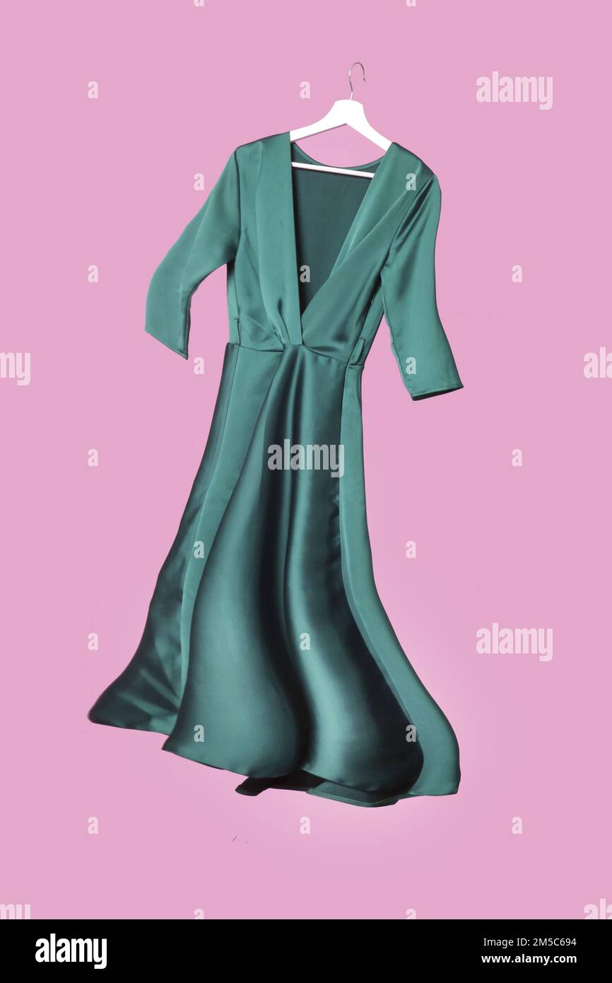 Studio shot of floating silk satin elegant dress Stock Photo - Alamy