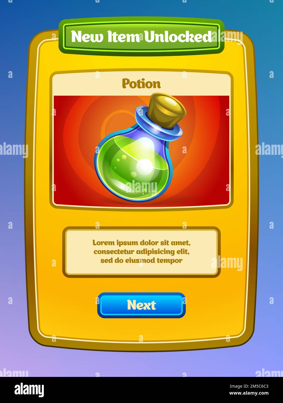 Game UI. New item screen. Interface design. Vector eps 10 Stock Vector ...