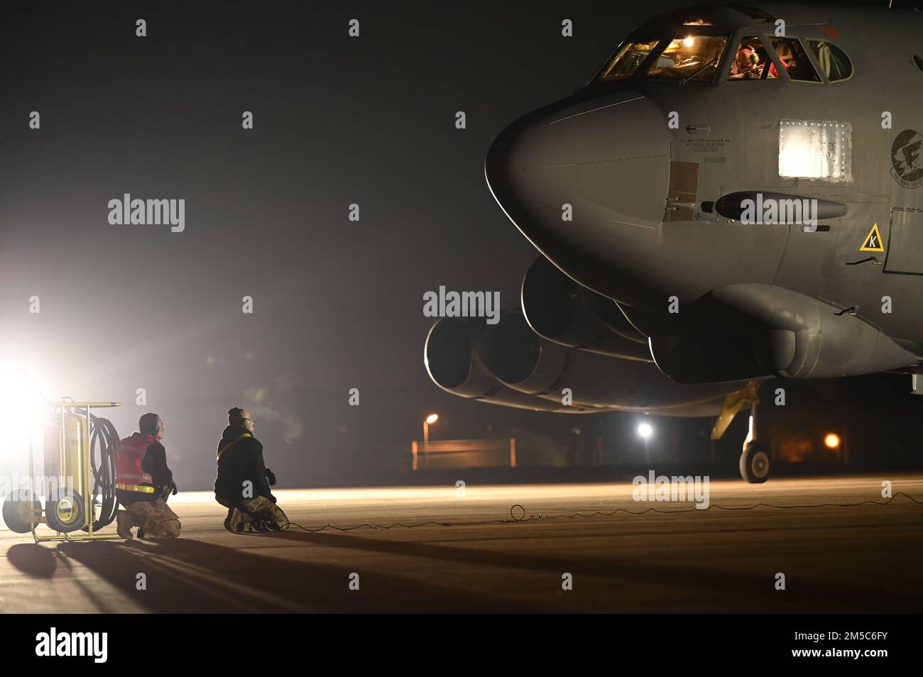 Maintenance Airman from the 69th Expeditionary Bomb Squadron perform ...